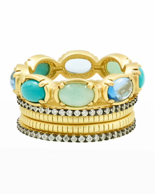 Freida Rothman Textured Pearl Rings, Set of 3, Size 8 | Neiman Marcus