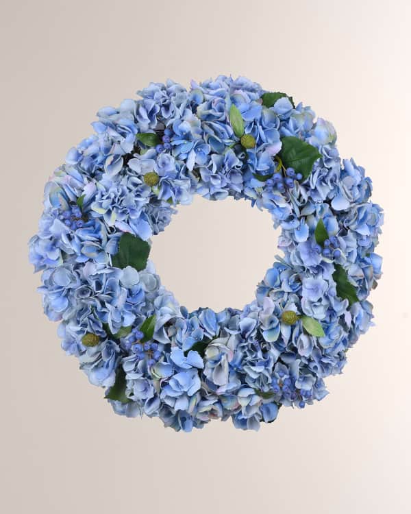 Winward Home 32" Holiday Hydrangea Wreath | Neiman Marcus