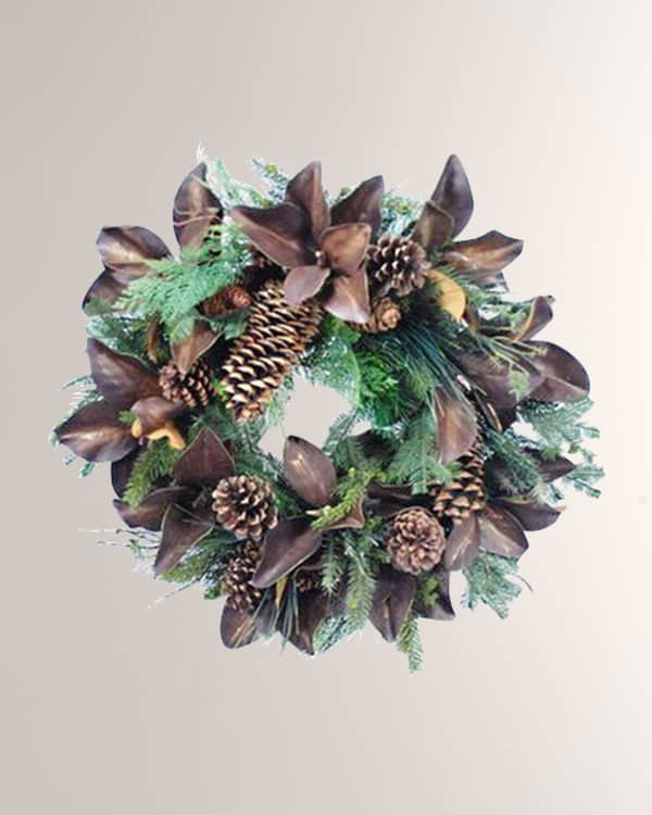Winward Home 30" Magnolia Wreath | Neiman Marcus