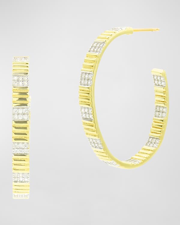 Freida Rothman Pave Cubic Zirconia Chain-Link Hoop Earrings | Neiman Marcus