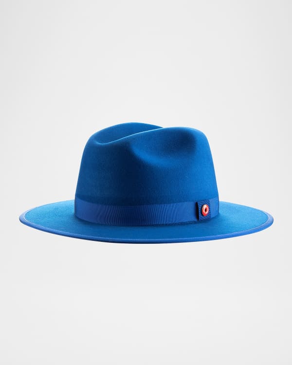 Keith James Queen Red-Brim Wool Fedora Hat, Rose | Neiman Marcus