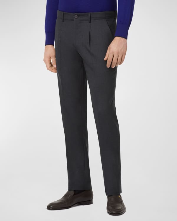 ZEGNA Men's Wool Twill FF Pants | Neiman Marcus