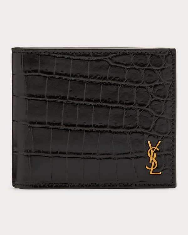 Saint Laurent Men's YSL Leather Wallet | Neiman Marcus