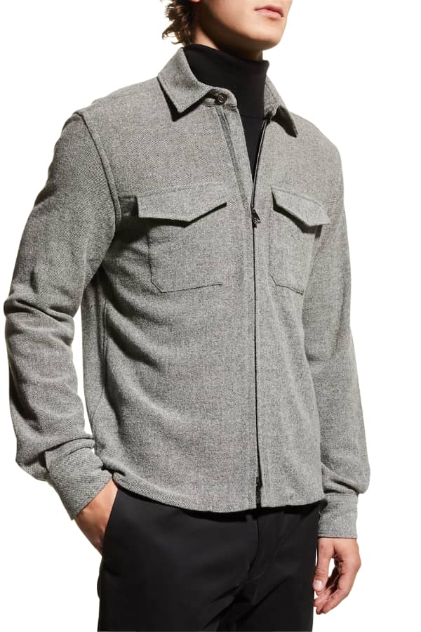 A.P.C. Men's Wool-Blend Overshirt | Neiman Marcus