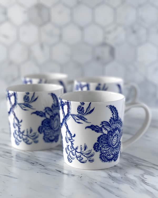 Caskata Peony Blue Mugs, Set of 4 | Neiman Marcus