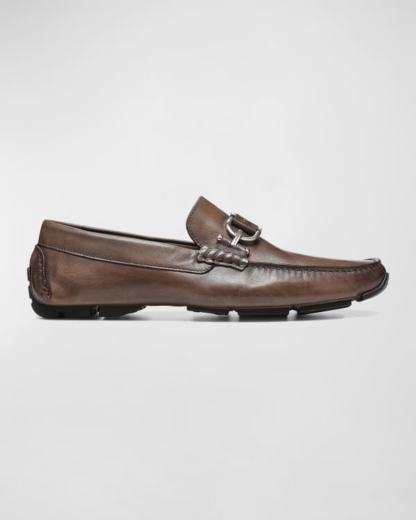 Ferragamo Men's Front 4 Leather Drivers | Neiman Marcus