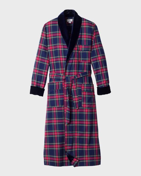 Petite Plume Men's Piped Silk Long Robe | Neiman Marcus