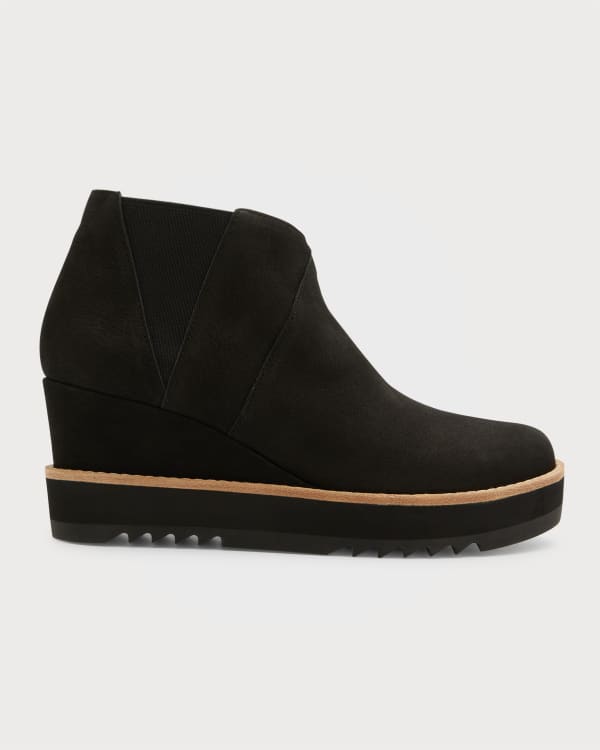 Eileen Fisher Lilou Leather Wedge Chelsea Booties | Neiman Marcus