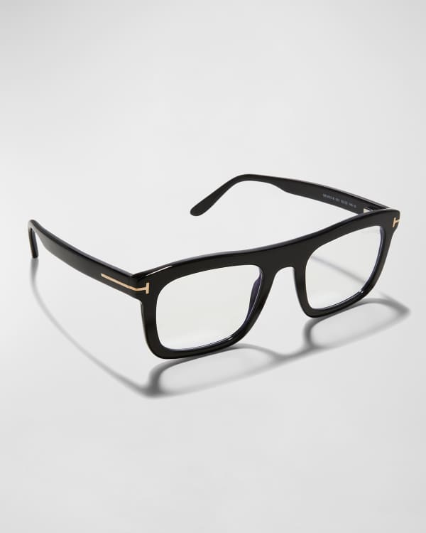 TOM FORD Men's Blue Block Rectangle Acetate Optical Frames | Neiman Marcus