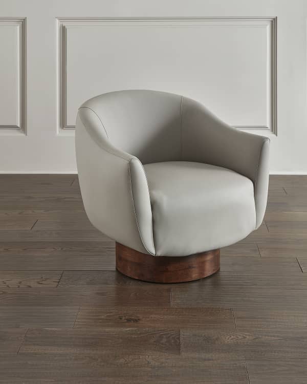 Dyna St. Clair Light Gray Tweed Swivel Chair | Neiman Marcus