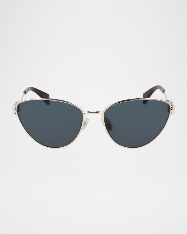Lauren Ralph Lauren Crystal-Embellished Golden Acetate Cat-Eye Sunglasses | Neiman Marcus