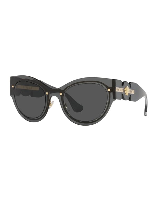 Versace Rimless Medusa Metal & Plastic Shield Sunglasses | Neiman Marcus