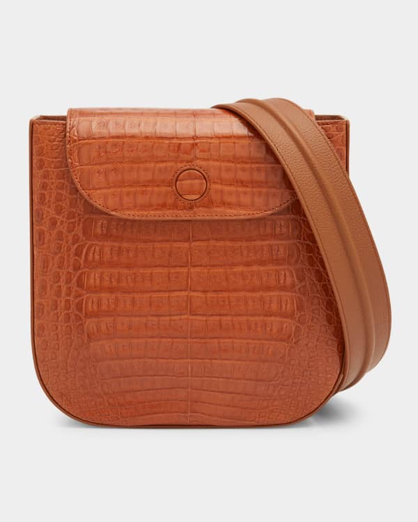 Maria Oliver Malala Metallic Crocodile Crossbody Bag | Neiman Marcus