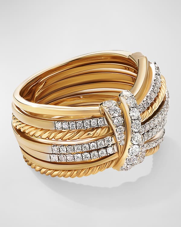 Michael Aram 18K Yellow Gold Feather Ring with Diamonds, Size 7 ...