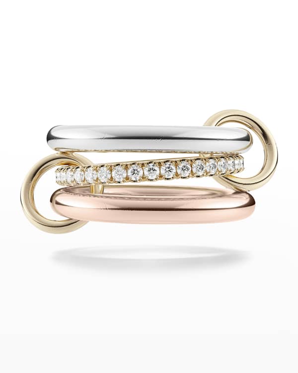 Spinelli Kilcollin Aurora Yellow Gold Diamond 3-Link Ring with Diamonds ...