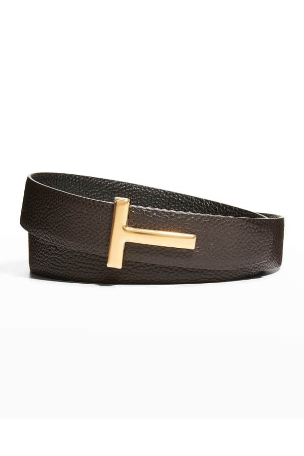 TOM FORD Men's Reversible T-Buckle Leather Belt, 40mm | Neiman Marcus