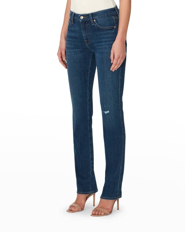 Jen7 High-Rise Slim-Fit Straight-Leg Jeans | Neiman Marcus