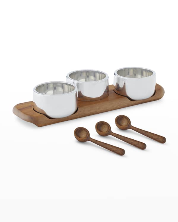 Nambe Braid Triple Condiment Set with Spoons | Neiman Marcus