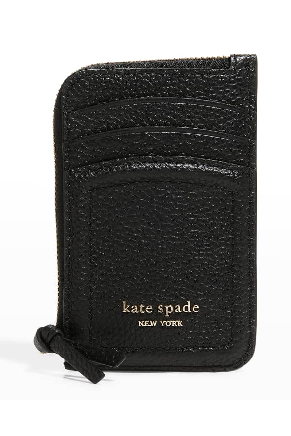 kate spade new york knott zip pebble leather slim wallet | Neiman Marcus