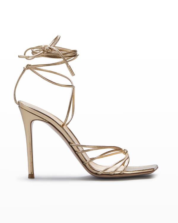 Sigerson Morrison Carissa Strappy Metallic Ankle-Wrap Sandals | Neiman ...