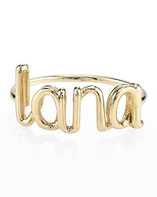 Sydney Evan 14k Gold Diamond Small XO Script Block Ring | Neiman Marcus