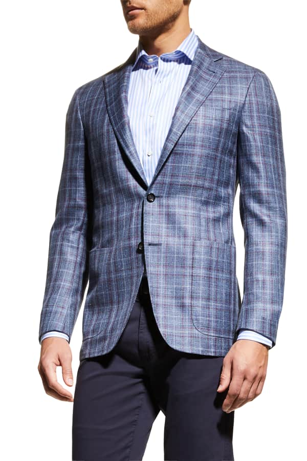 Canali Men's Plaid Wool Sport Jacket | Neiman Marcus