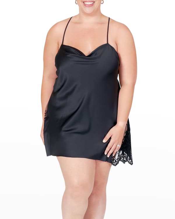 Rya Collection Plus Size Darling Lace-Inset Silk Chemise | Neiman Marcus