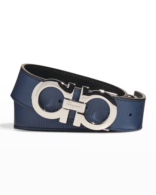 Ferragamo Men's Double-Gancio Runway Leather Belt | Neiman Marcus
