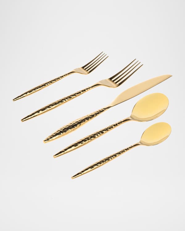 Godinger Milano Shiny Gold 20-Piece Flatware Set - 18/10 | Neiman Marcus
