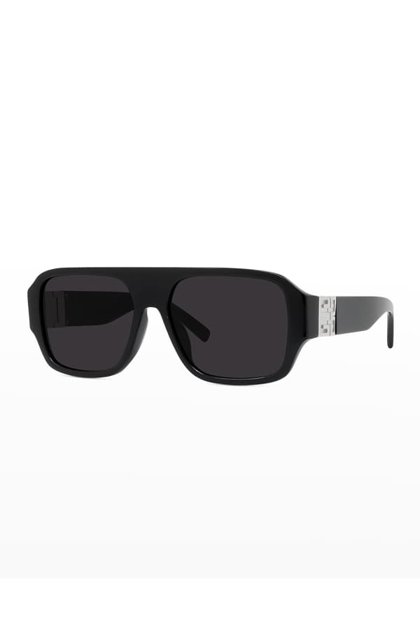Versace Men's Semi-Rimless Acetate Shield Sunglasses | Neiman Marcus