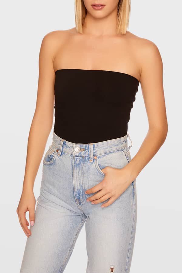 Sies Marjan Striped Button-Front Tube Top | Neiman Marcus