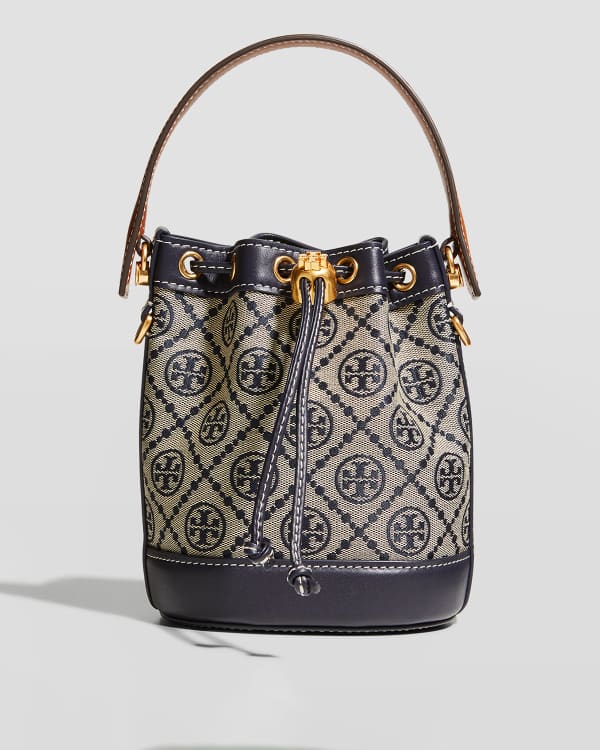 Tory Burch Mini T Monogram Jacquard Bucket Bag | Neiman Marcus