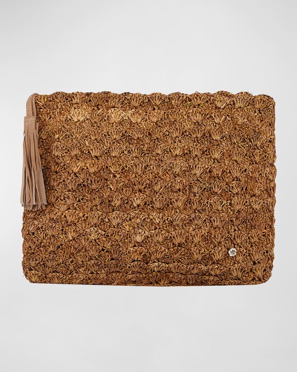 Cult Gaia Aurora Large Raffia Clutch Bag | Neiman Marcus