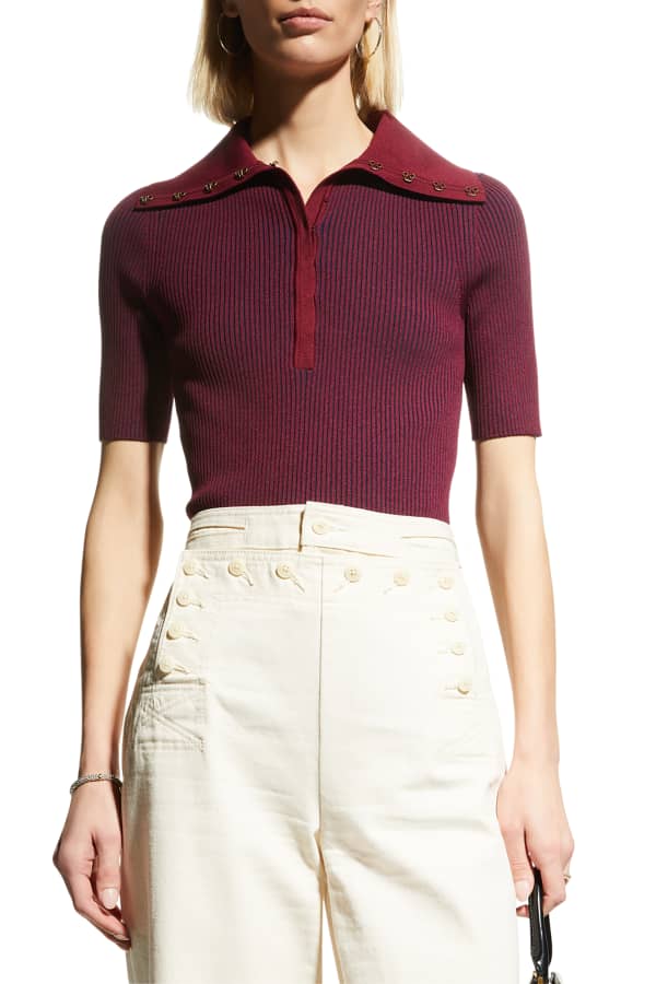 Polo Ralph Lauren Ribbed Long-Sleeve Polo Shirt | Neiman Marcus