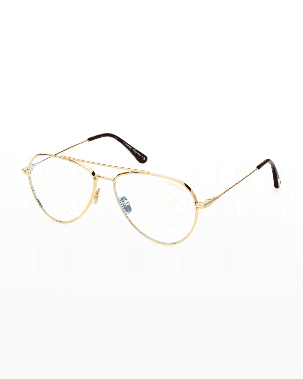 TOM FORD Men's Tom N.15 Shiny Horn Round Blue-Blocking Glasses | Neiman ...