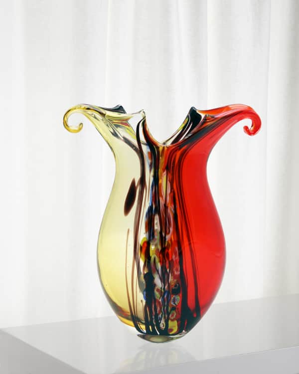 Dale Tiffany Indiana Shell Hand Blown Art Glass Vase Neiman Marcus