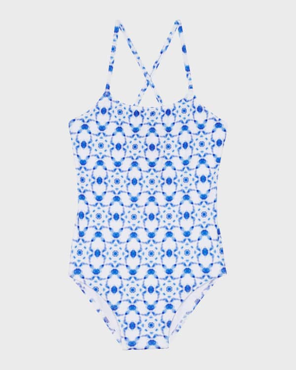 Shade Critters Girl's Daisy-Print Shimmer One-Piece Swimsuit, Size 3-8 ...