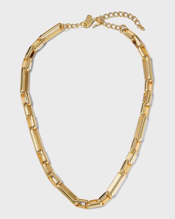 Joanna Laura Constantine Wave Link Chain Necklace with Pave | Neiman Marcus