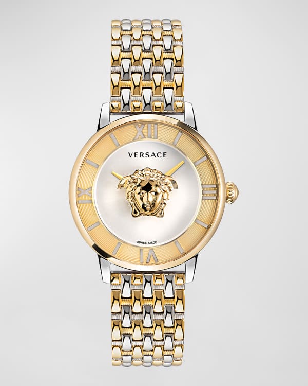 Versace 35mm Greca Time Watch with Bracelet Strap, Two-Tone | Neiman Marcus
