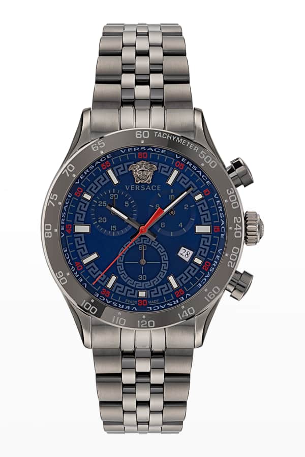 Salvatore Ferragamo Men's 1898 42mm Gray IP Chronograph Bracelet Watch ...