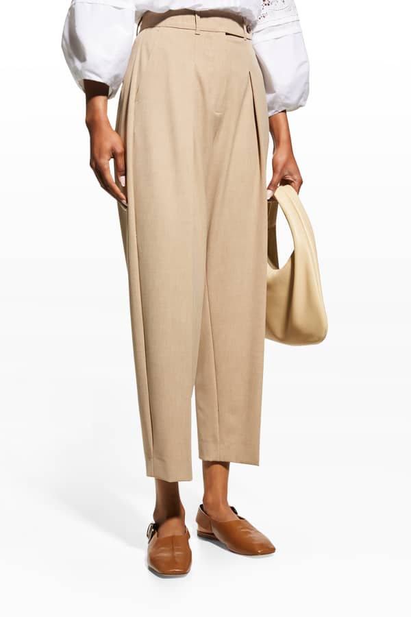 Veronica Beard Elice High Rise Pleated Cropped Pants | Neiman Marcus
