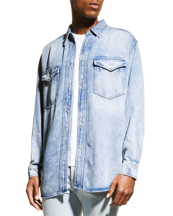 Dsquared2 Men's Crystal Denim Snap-Front Shirt | Neiman Marcus