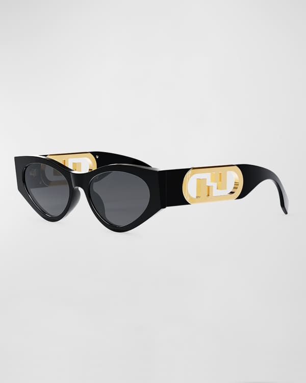 Fendi Embellished FF Oval Metal Sunglasses | Neiman Marcus