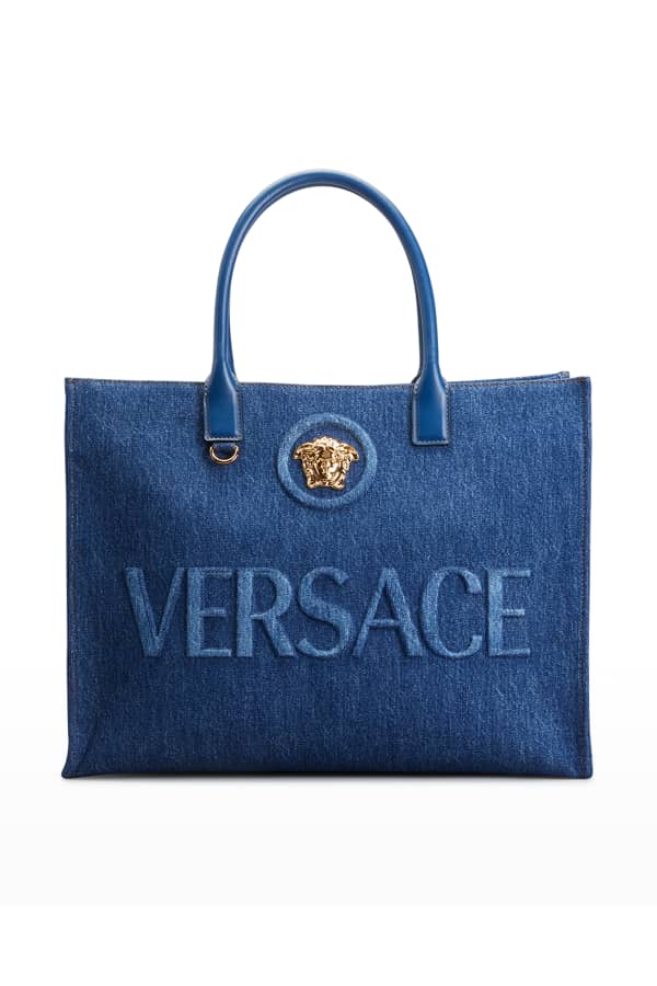 Versace La Medusa Logo Canvas Tote Bag | Neiman Marcus