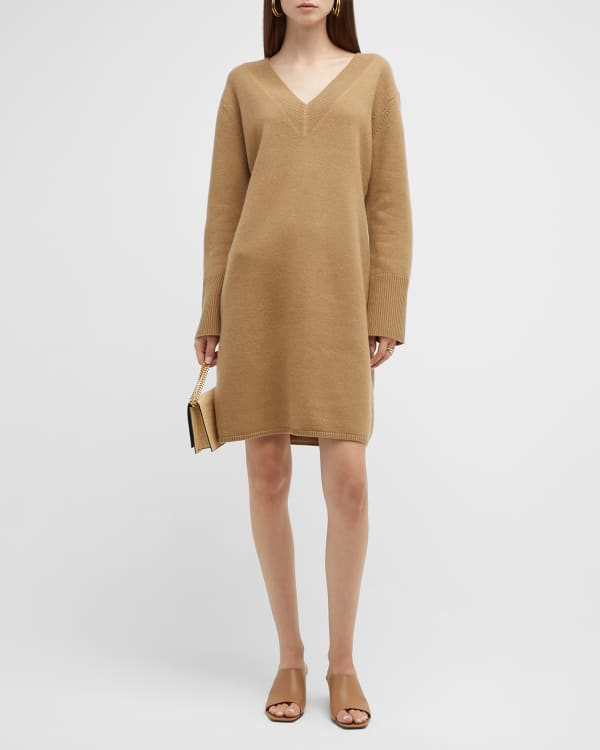 Vince Short V-Neck Wool Sweater Dress | Neiman Marcus
