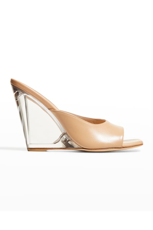 Stuart Weitzman Tia Transparent Wedge Slide Sandals | Neiman Marcus