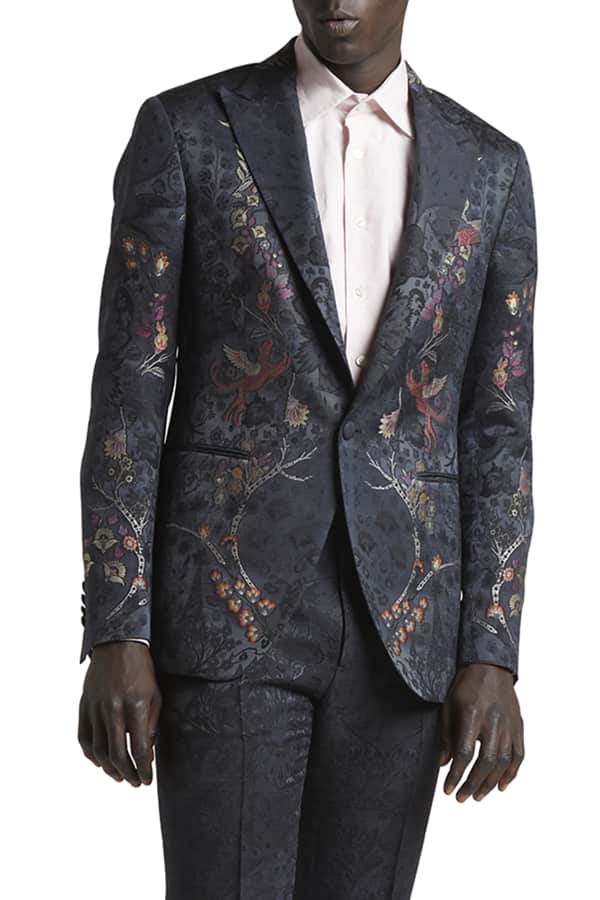 Brioni Men's Embroidered Floral Dinner Jacket | Neiman Marcus