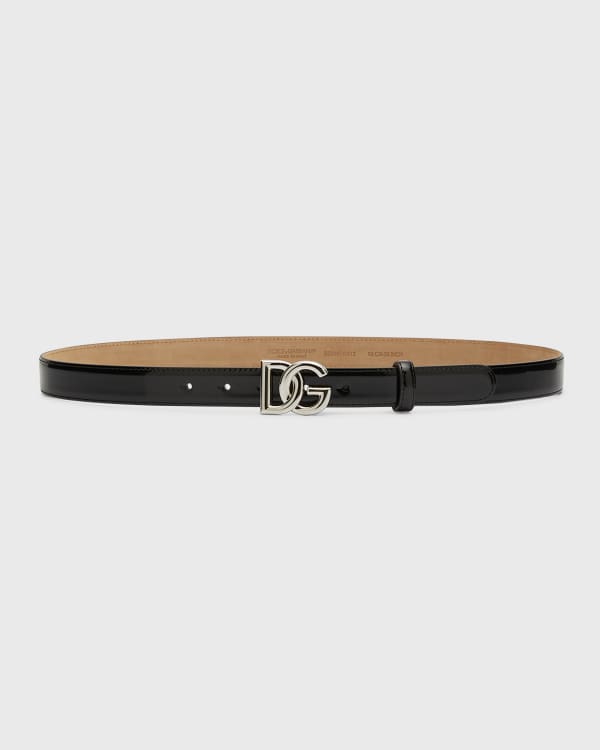 Dolce&Gabbana Interlocking DG Logo Patent Belt | Neiman Marcus