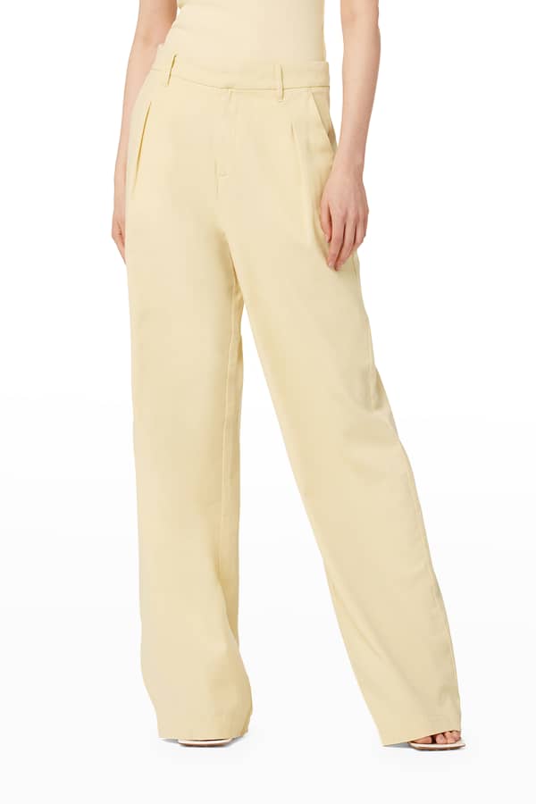Loulou Studio Pleated Wide-Leg Linen Pants | Neiman Marcus