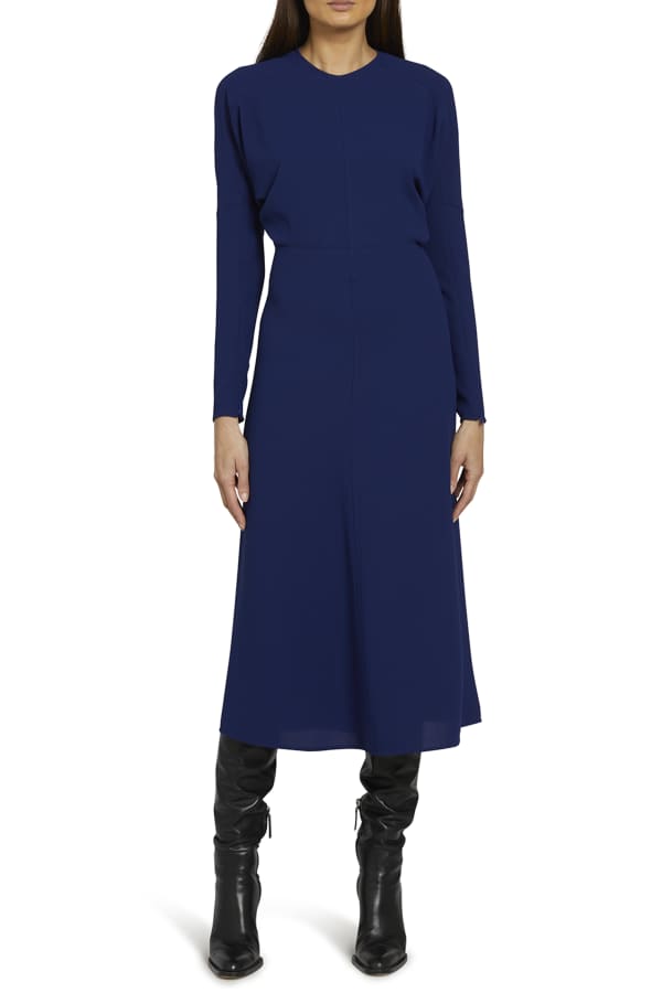 Andrew Gn Gem Embellished Belted Puff Sleeve Midi Dress Neiman Marcus